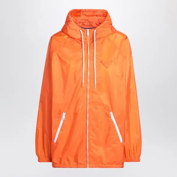 Prada Re-nylon Lightweight Hooded Raincoat - Orange