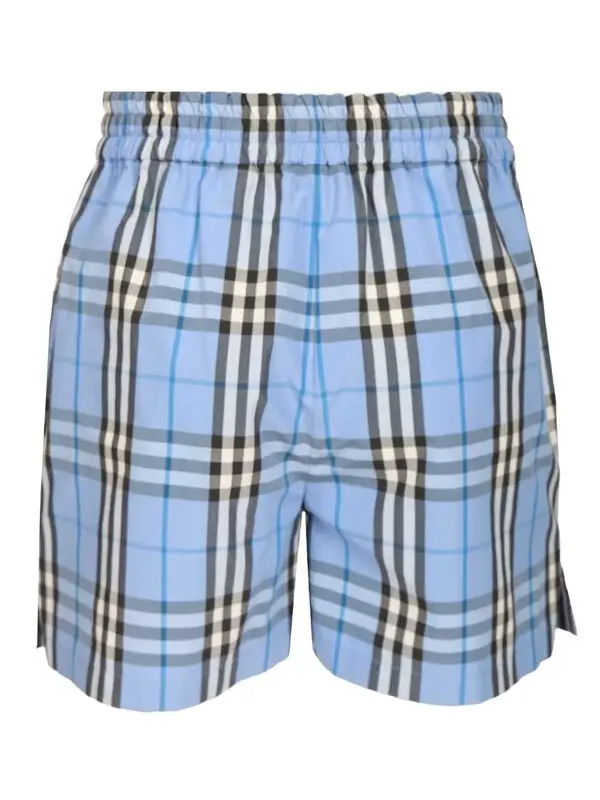 Burberry Check" Cotton Shorts - Blue