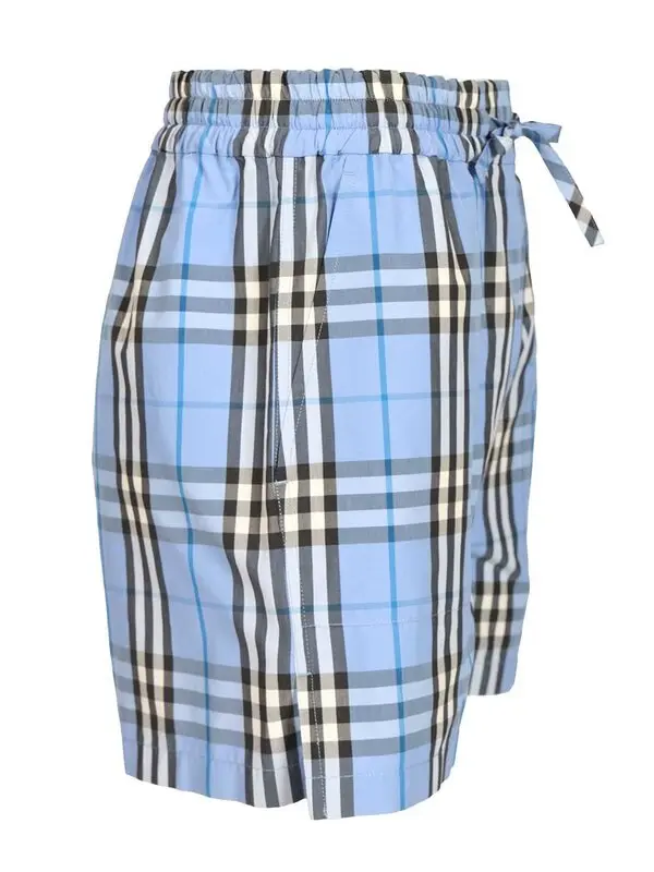 Burberry Check" Cotton Shorts - Blue