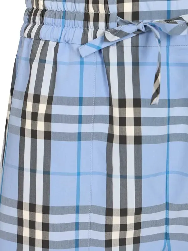 Burberry Check" Cotton Shorts - Blue
