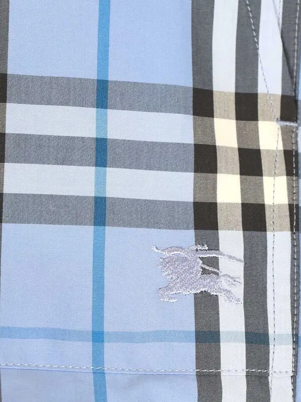 Burberry Check" Cotton Shorts - Blue