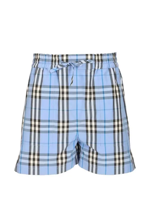 Burberry Check" Cotton Shorts - Blue