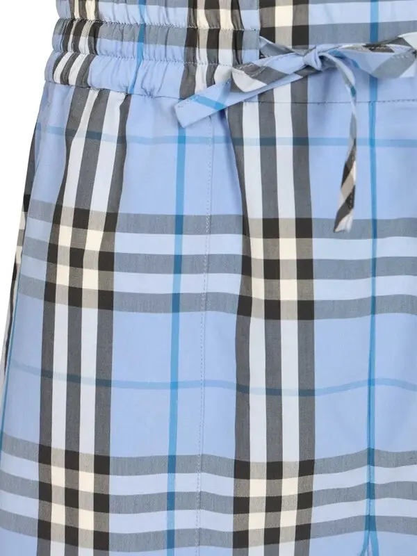 Burberry Check" Cotton Shorts - Blue