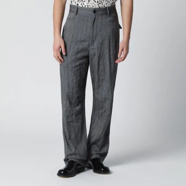 Dries Van Noten Herringbone Trousers - Black