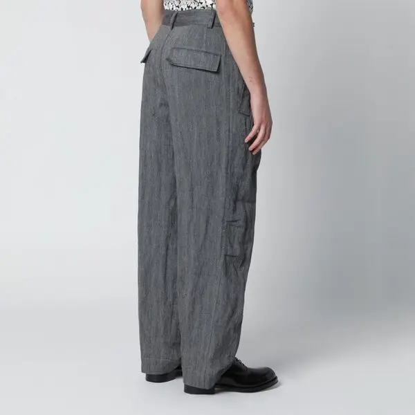 Dries Van Noten Herringbone Trousers - Black