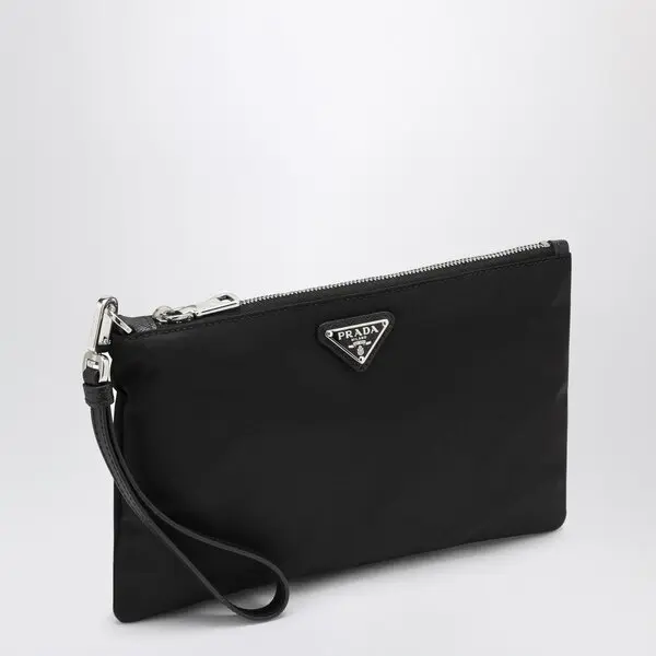 Prada Re-nylon Envelope Clutch With Saffiano Leather Trim - Black