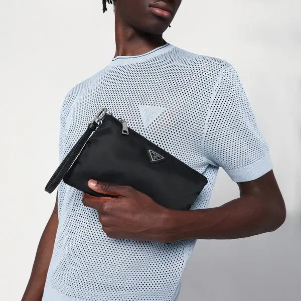Prada Re-nylon Envelope Clutch With Saffiano Leather Trim