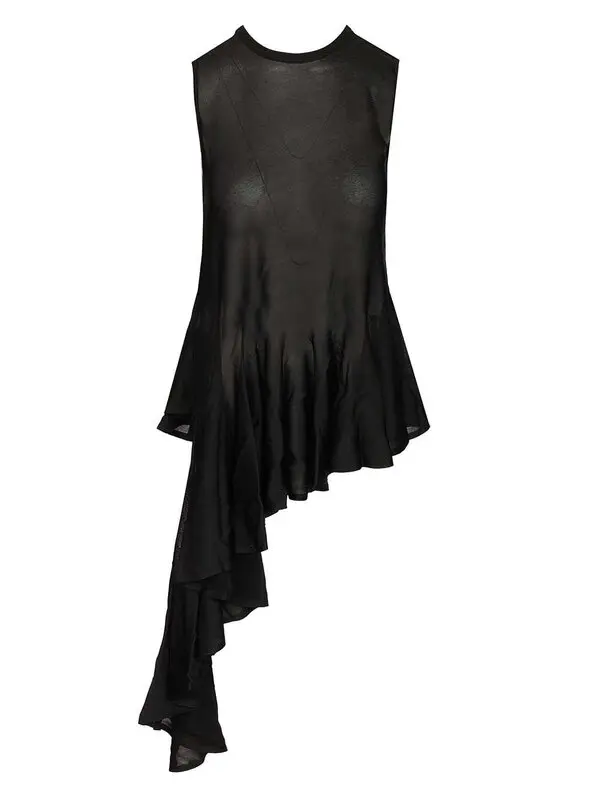 Alaïa Asymmetrical Godet Top - Black