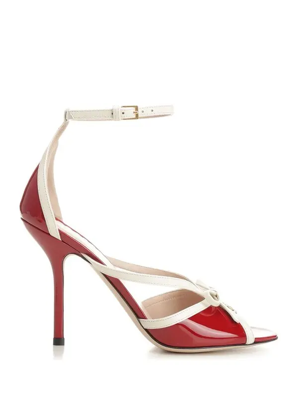 Valentino Garavani Bepointy Patent Leather Stiletto Sandals - Red