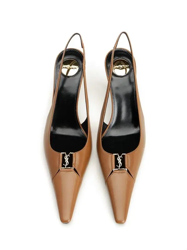 Saint Laurent Babylone Bretueil Slingback Pumps - Brown