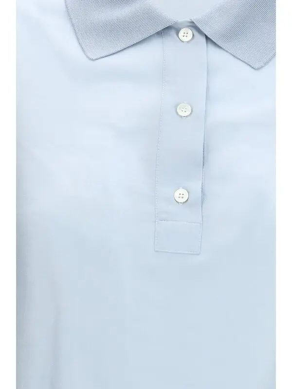 Jacob Cohen Short-sleeve Blouse With Classic Collar And Ribbed Trims - Blue