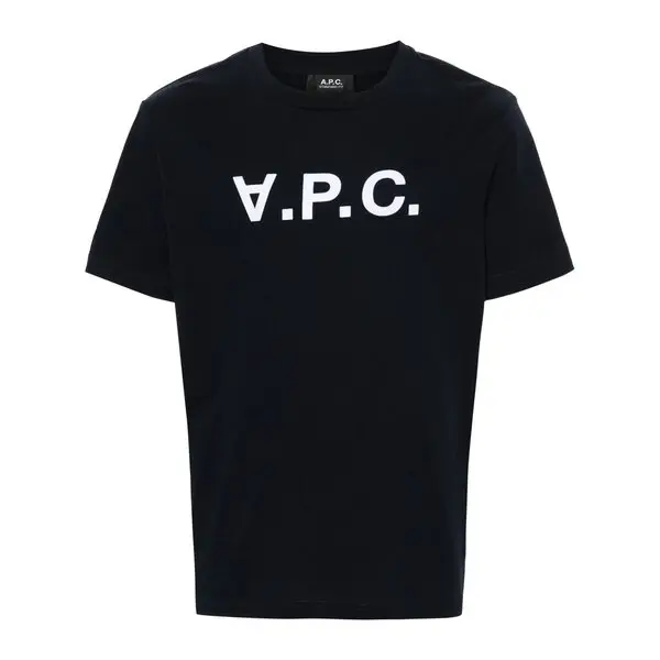 A.p.c. Organic Cotton T-shirt With Flocked Logo - Blue