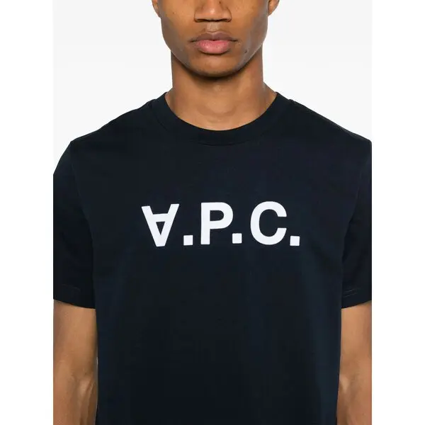 A.p.c. Organic Cotton T-shirt With Flocked Logo - Blue