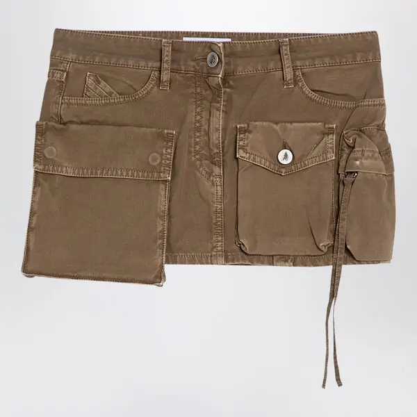 Attico Khaki Cargo Miniskirt - Brown