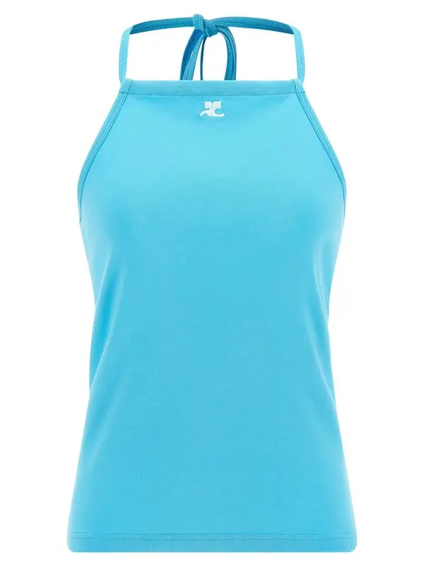 COURREGES Logo Embroidery Tank Top - Blue