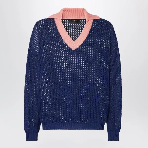Fendi Ink Peonia Oversize Cotton Jumper - Blue