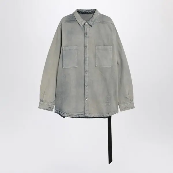 Rick Owens Jumbo Shirt In Pearl Vintage Denim