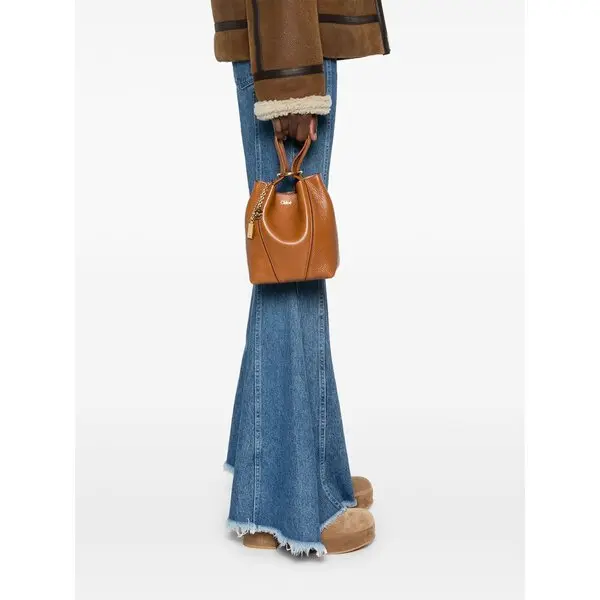 Chloé Cognac Calf Leather Tote Bag With Gold Tone Hardware - Brown