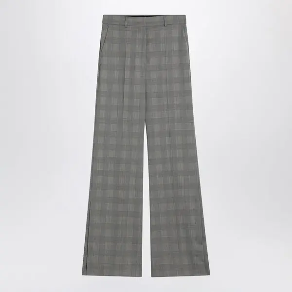 Sportmax Virgin Wool Prince Of Wales Check Trousers - Black