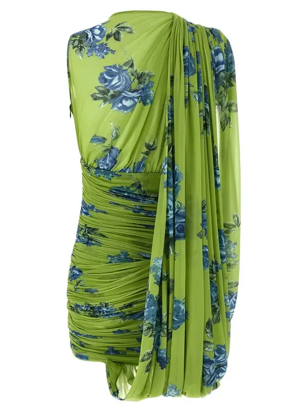 Magda Butrym Pf25 Dress 24' Floral Print Ruched Midi Dress