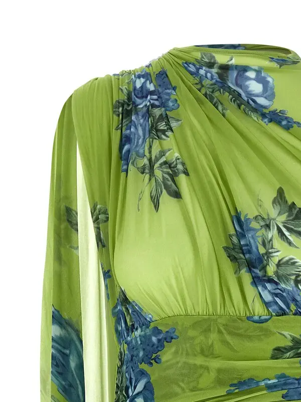 Magda Butrym Pf25 Dress 24' Floral Print Ruched Midi Dress
