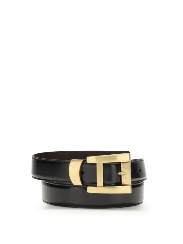 Versace Leather Belt With Palladium Buckle - Brown