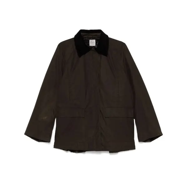 TOTEME Oversized Waxed Cotton Canvas Jacket With Corduroy Collar - Brown