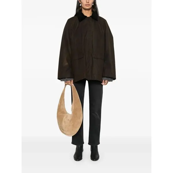TOTEME Oversized Waxed Cotton Canvas Jacket With Corduroy Collar - Brown