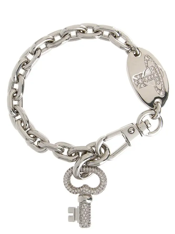 VIVIENNE WESTWOOD Ovidia Charm Bracelet With Cubic Zirconia - Silver