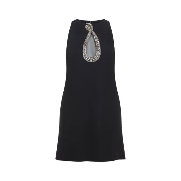 Valentino Garavani Wool Mini Dress With Crystal Snake Embellishment