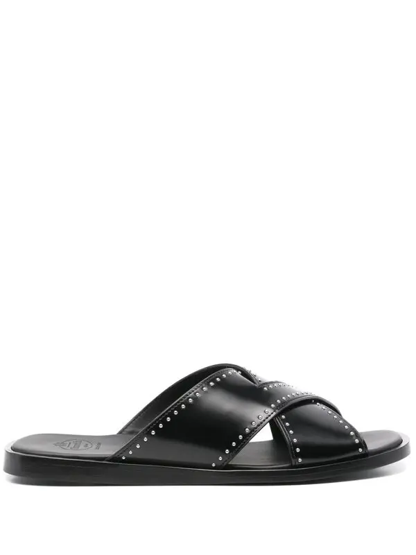 Church's Leather Flat Sandals With Stud Embellishments - Multicolor