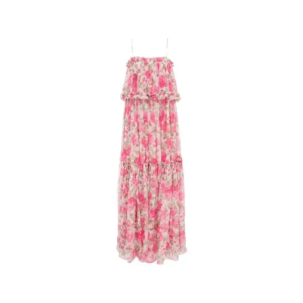 Chloé Floral Print Silk Maxi Dress - Pink