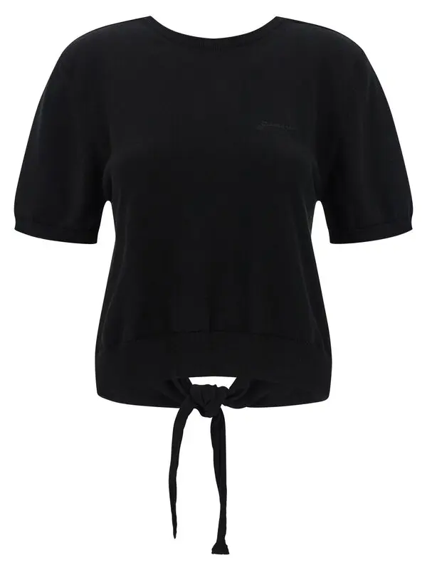 GANNI Bare Back Sweater With Knotted Detail - Black