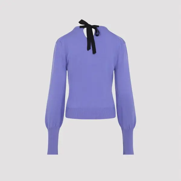 LANVIN Grosgrain Detail Wool Jumper - Blue
