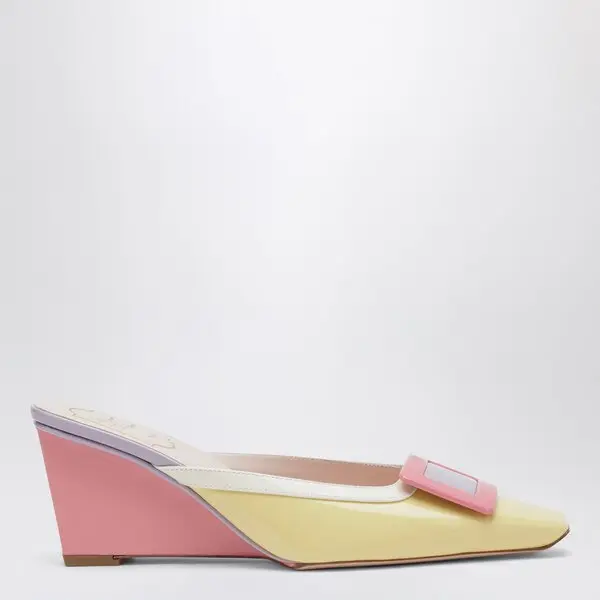 ROGER VIVIER Belle Vivier Wedge Mules In Patent Leather - Multicolor