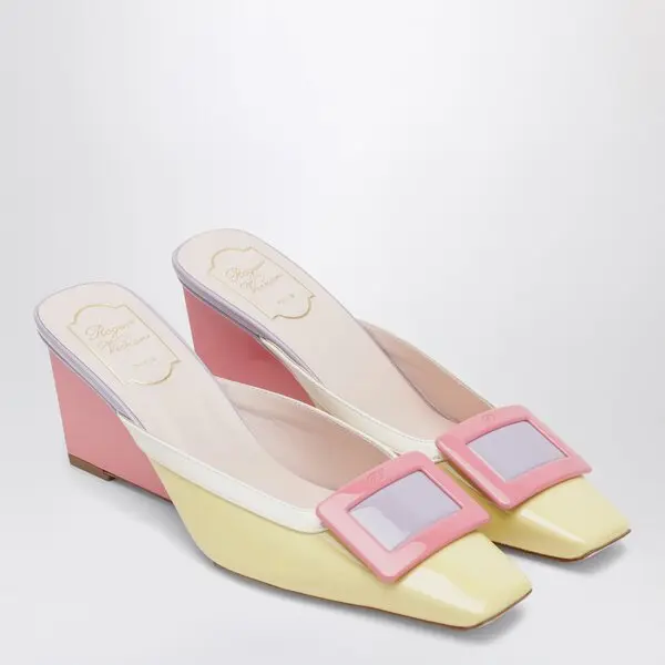 ROGER VIVIER Belle Vivier Wedge Mules In Patent Leather - Multicolor