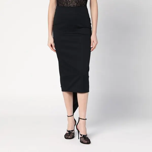THELATEST Cotton Midi Skirt With Asymmetrical Detailing - Black