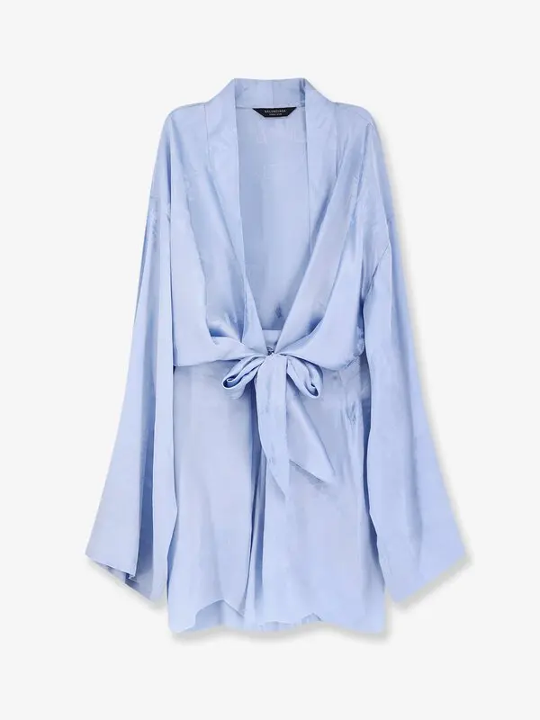 Balenciaga Wrap Silk Mini Dress With Bow Detail - Multicolor