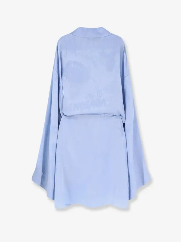 Balenciaga Wrap Silk Mini Dress With Bow Detail - Multicolor