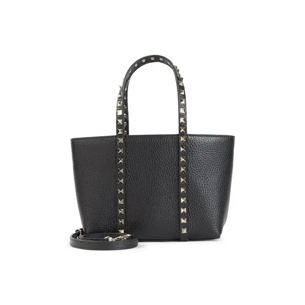 Valentino Garavani Calf Leather Shoulder Bag With Studs - Black
