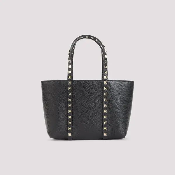 Valentino Garavani Calf Leather Shoulder Bag With Studs - Black