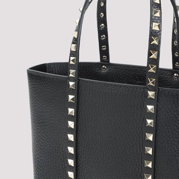 Valentino Garavani Calf Leather Shoulder Bag With Studs - Black