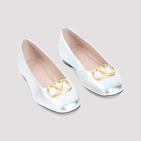 Valentino Garavani Lambskin Ballerinas With Gold-tone Vlogo