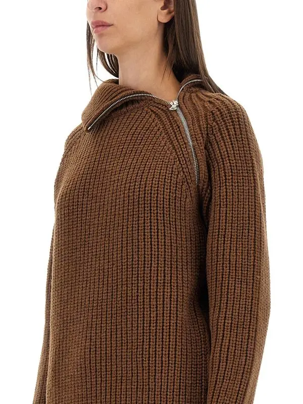Dries Van Noten Regular Fit Zip-up Shirt - Brown