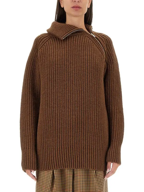 Dries Van Noten Regular Fit Zip-up Shirt - Brown