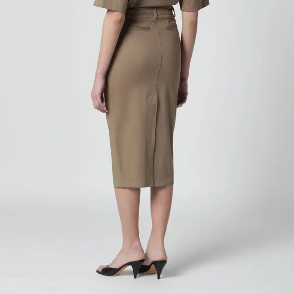 THELATEST Cognac Cotton Pencil Skirt