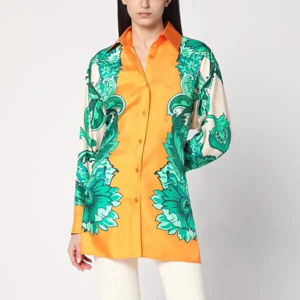 Etro Silk Floral Print Shirt With Knot Detailing - Multicolor