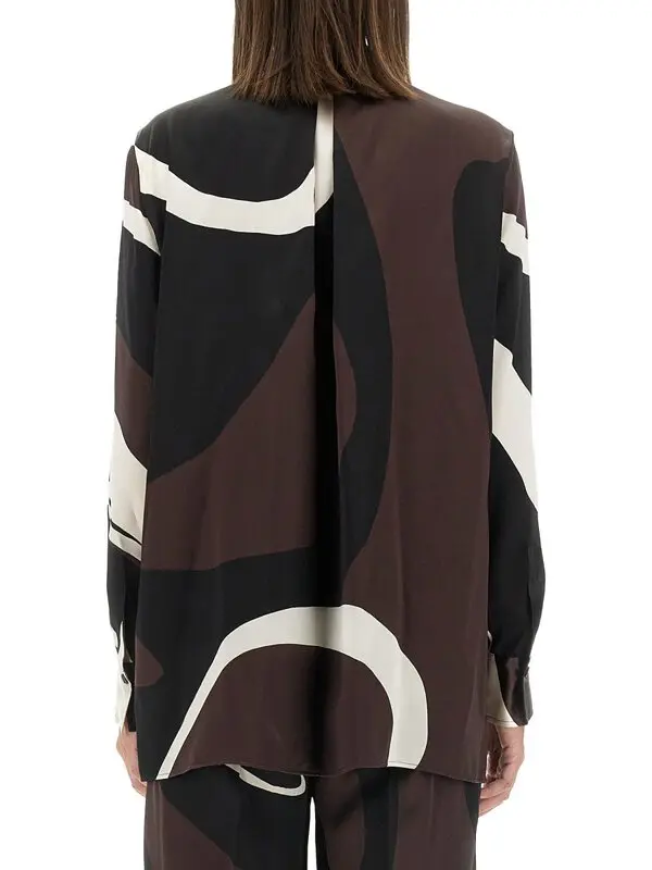 Kiton Printed Silk Shirt - Brown