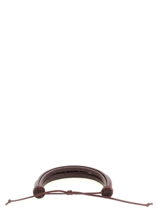 Saint Laurent Cassandre Multiturn Leather Bracelet With Antiqued Effect Metal Logo