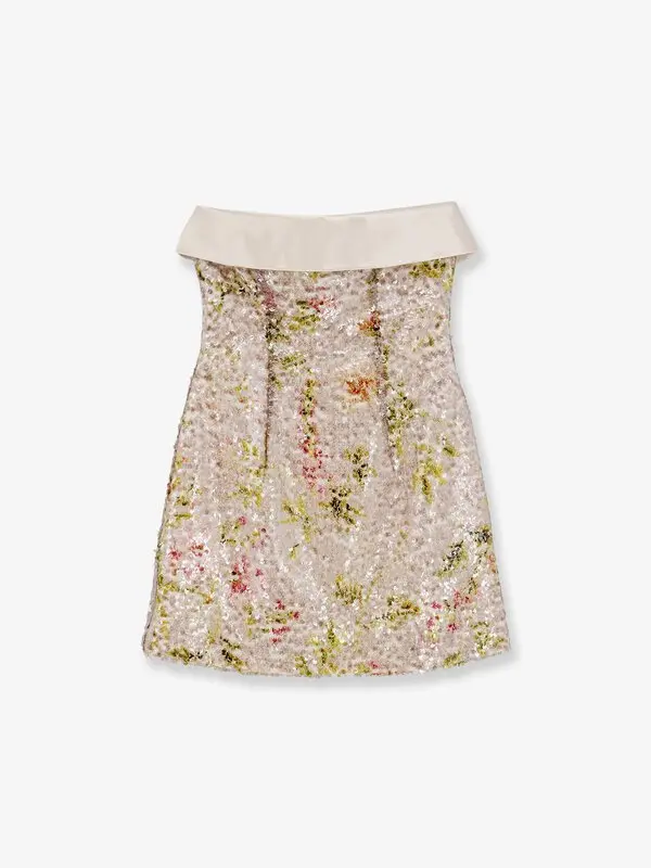 Alberta Ferretti Mini Dress With Sequins And Satin Band - Multicolor
